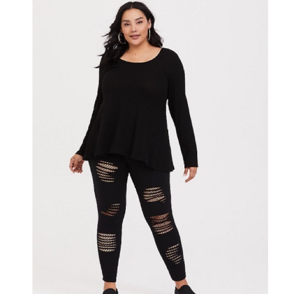 torrid | Pants & Jumpsuits | Premium Legging Slashed Mesh Underlay ...